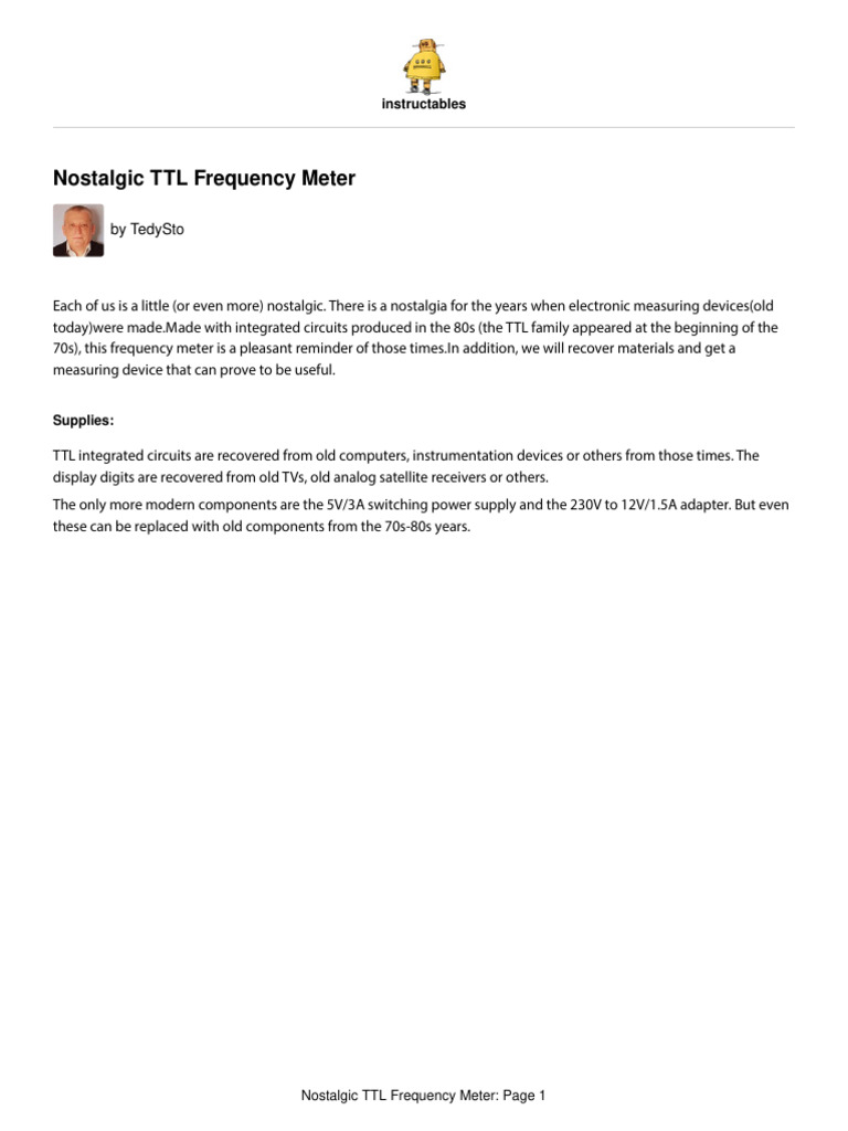 Nostalgic TTL Frequency Meter | PDF | Printed Circuit Board | Computers