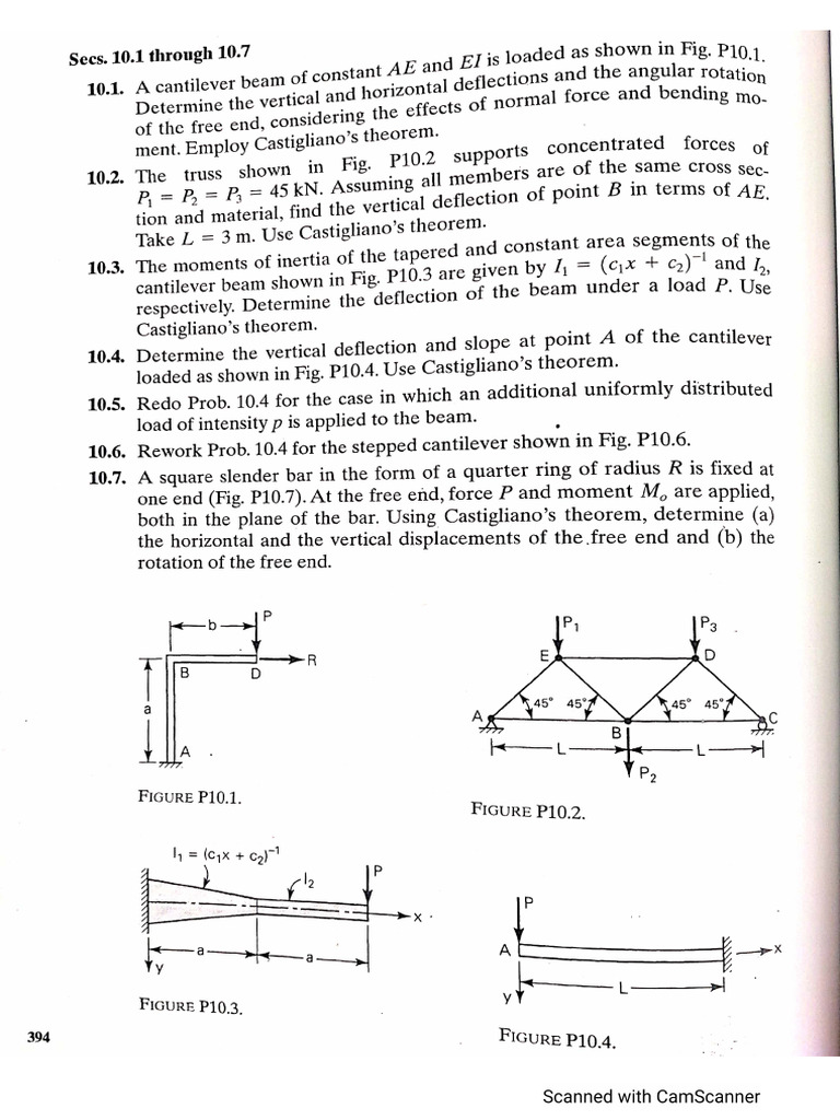 List of Problems - Chapter 10 - Energy Methods | PDF