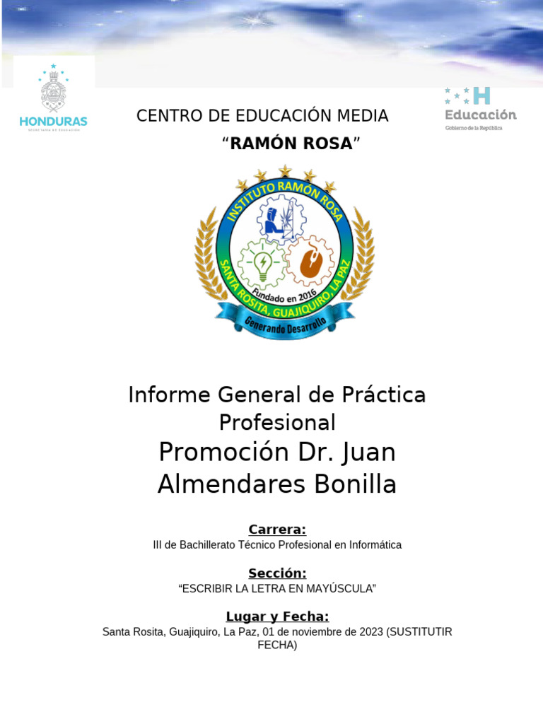 Formato Informe De Practica Profesional Pdf