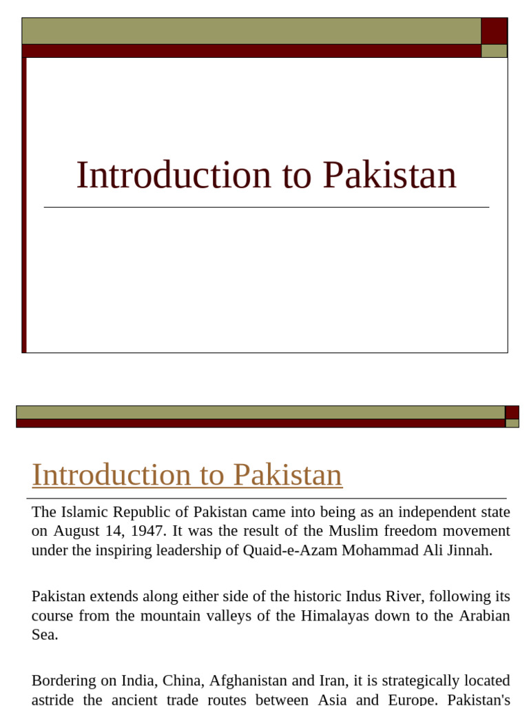 Introduction to Pakistan | PDF