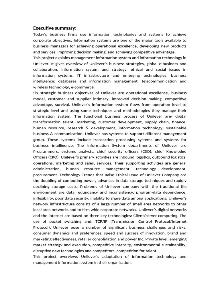 MIS Executive summary | PDF