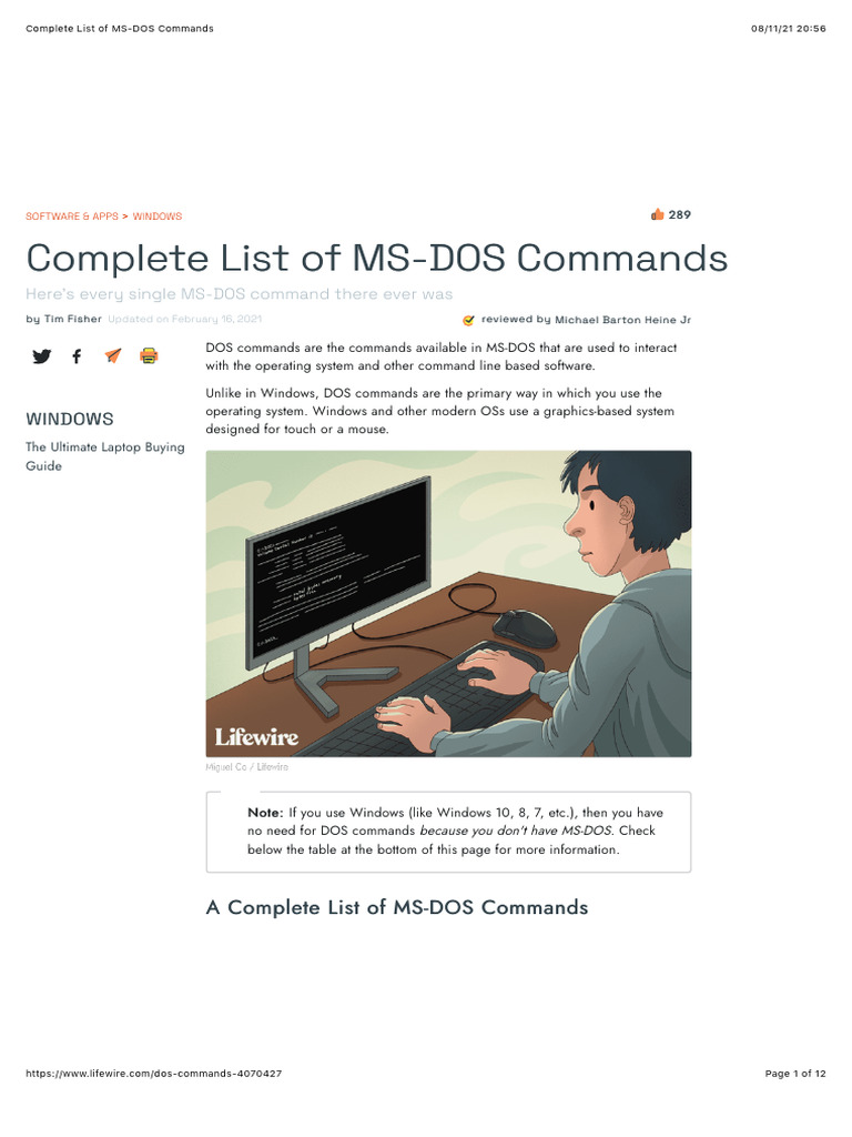 Complete List of MS-DOS Commands | PDF | Computer File | Computing Platforms