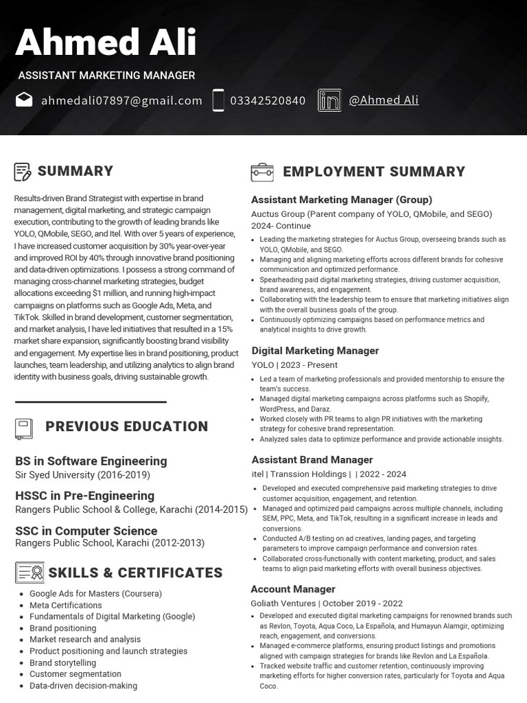 Ahmed Ali CV | PDF
