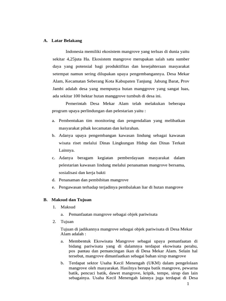 Contoh Proposal Hutan Mangrove | PDF