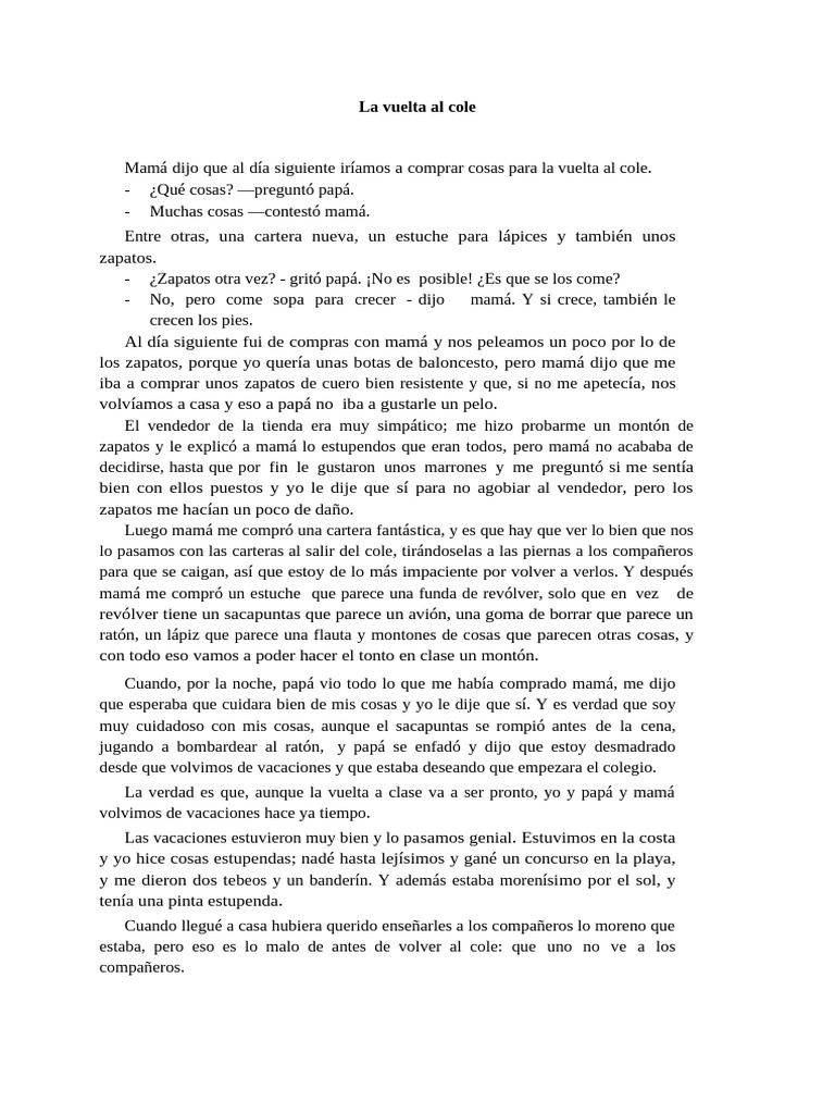La Vuelta Al Cole | PDF