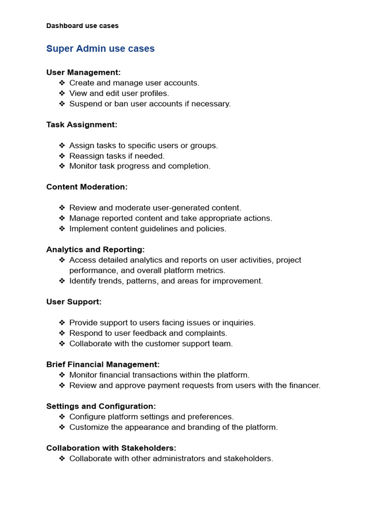 Super Admin Use Cases | PDF
