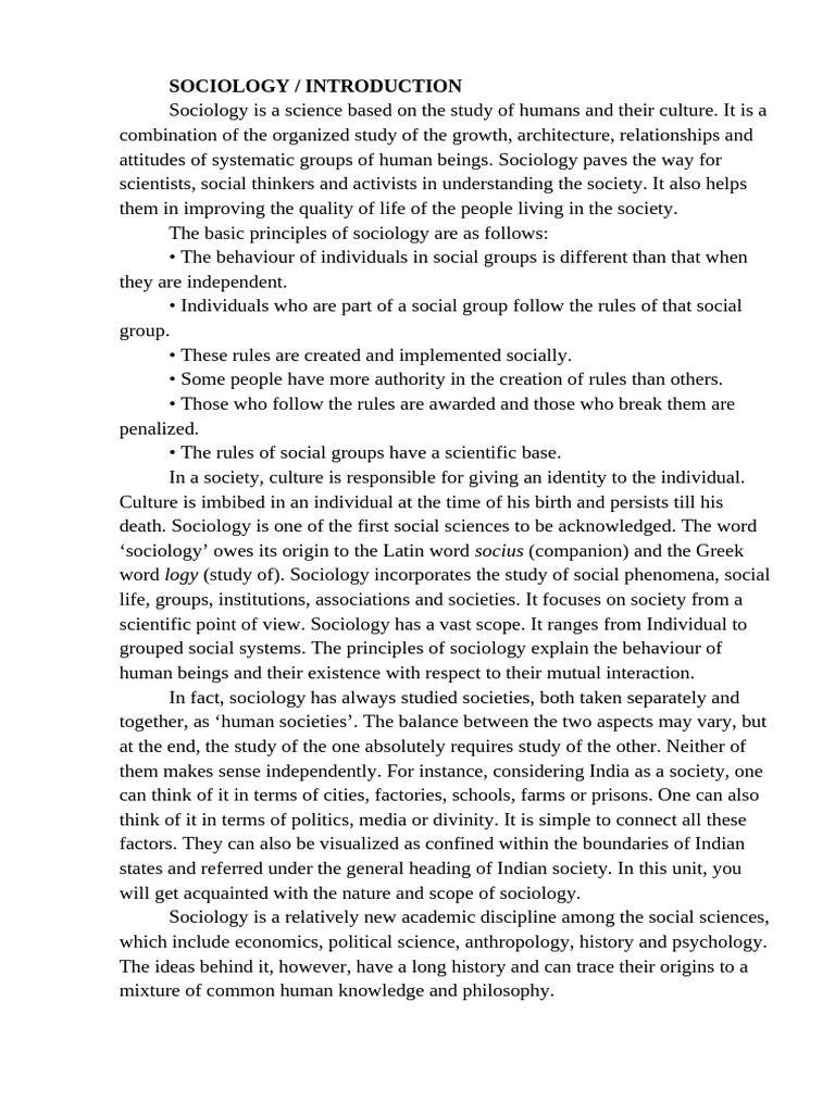 Lecture 1. Sociology Introduction | PDF | Sociology | Social Sciences