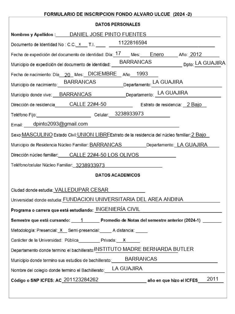 Formulario Convocatoria - Alvaro Ulcue 2024-2 - 1 | PDF