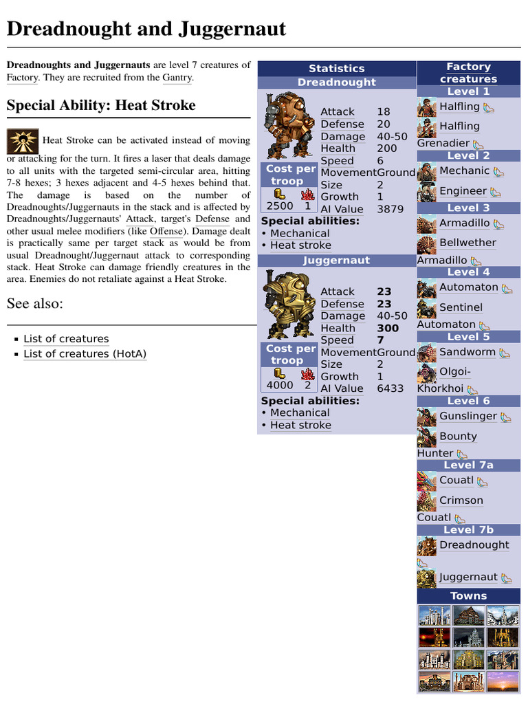 Dreadnought and Juggernaut - Heroes 3 Wiki | PDF