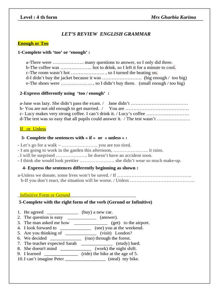 English Grammar Exercises | PDF