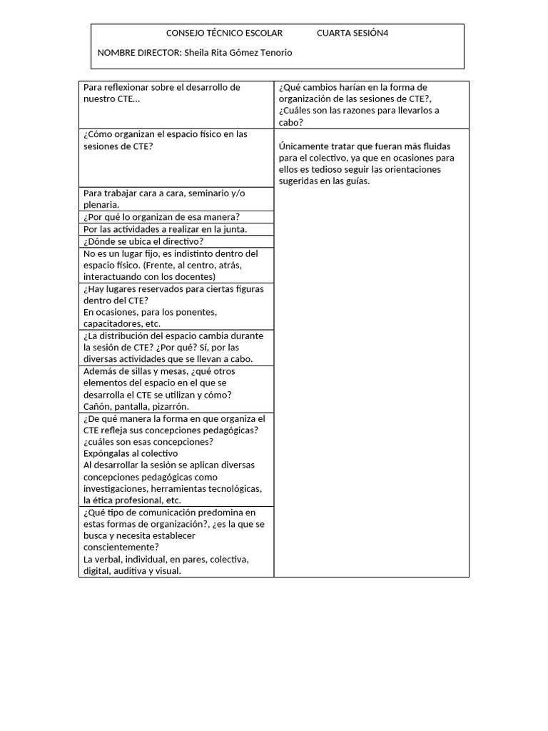 Cuestionario - Directores - 4° Cte - Cadi | PDF