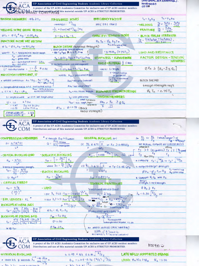 CE156 LE1 Formula Sheet | PDF