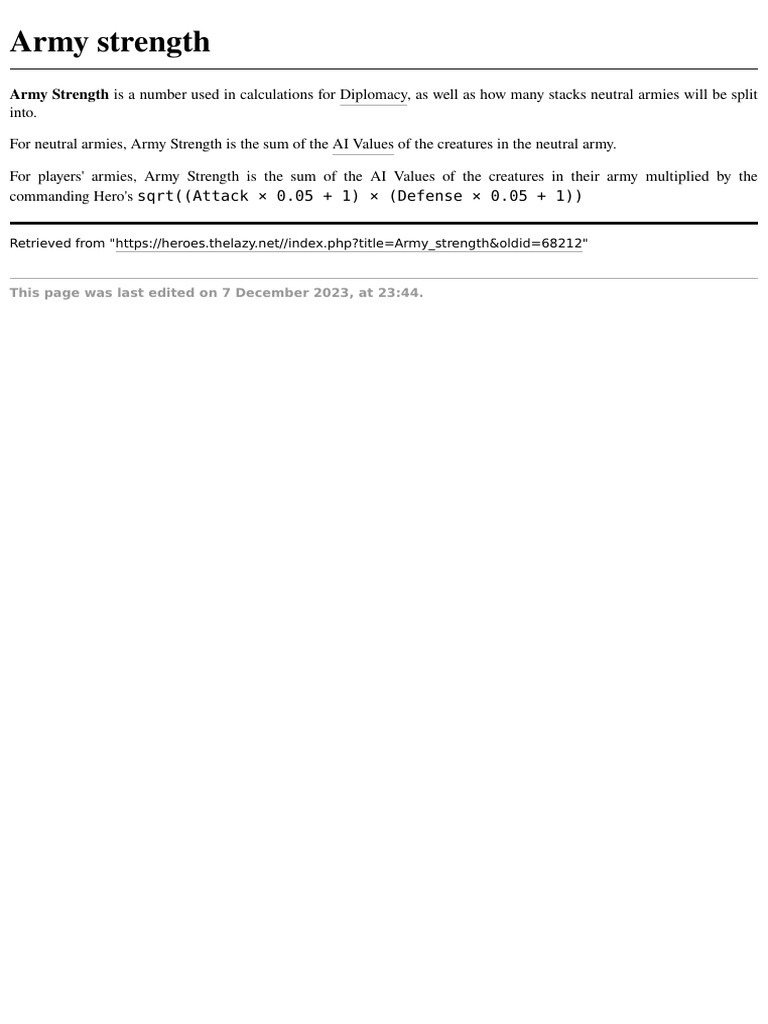 Army Strength - Heroes 3 Wiki | PDF