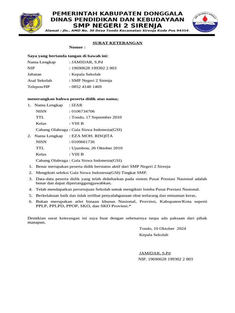 Surat Keterangan Peserta Gsi Tingkat Provinsi 2024 | PDF Surat Keterangan Peserta Gsi Tingkat Provinsi 2024 | PDF