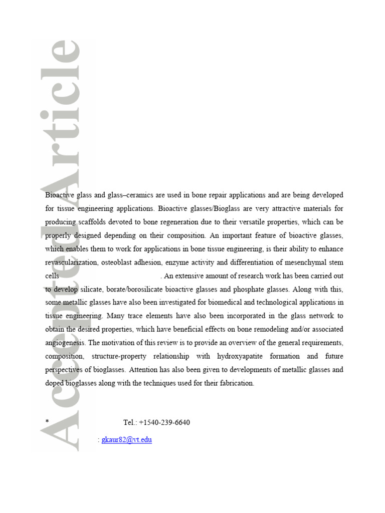 A review of Bioactive glasses their structure, properties, fabrication ... A review of Bioactive glasses their structure, properties, fabrication ...