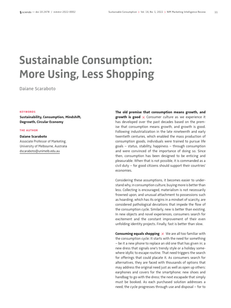 Sustainable Consumption | PDF