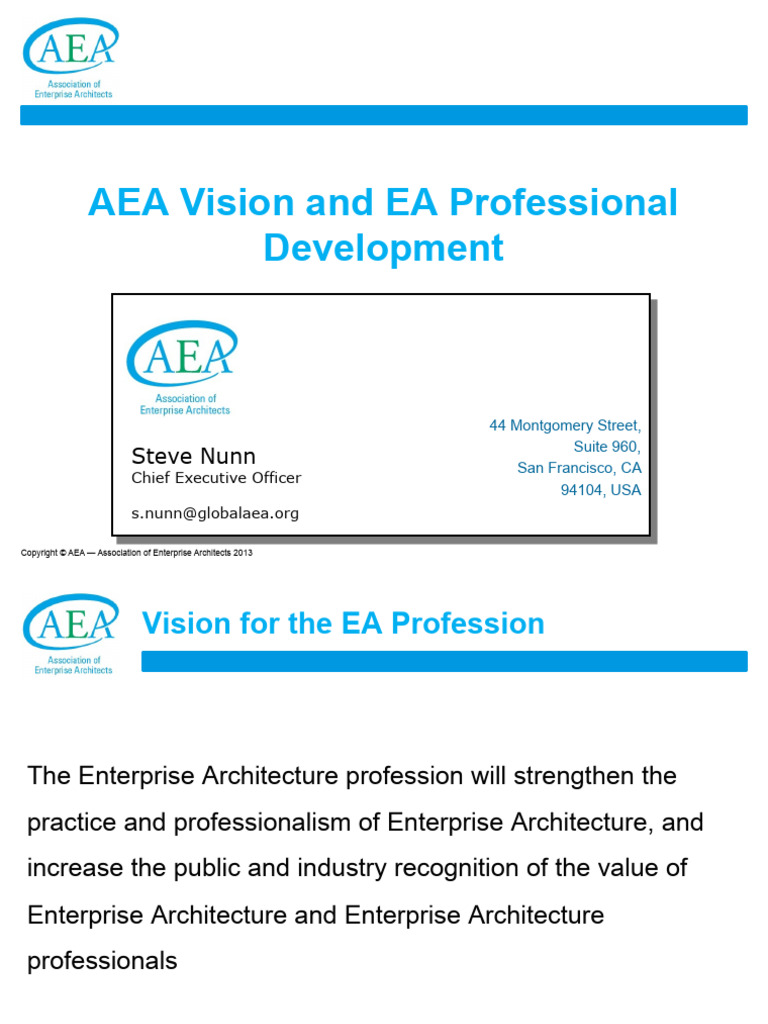 AEA Vision and EA Professional | PDF | Enterprise Architecture | Business