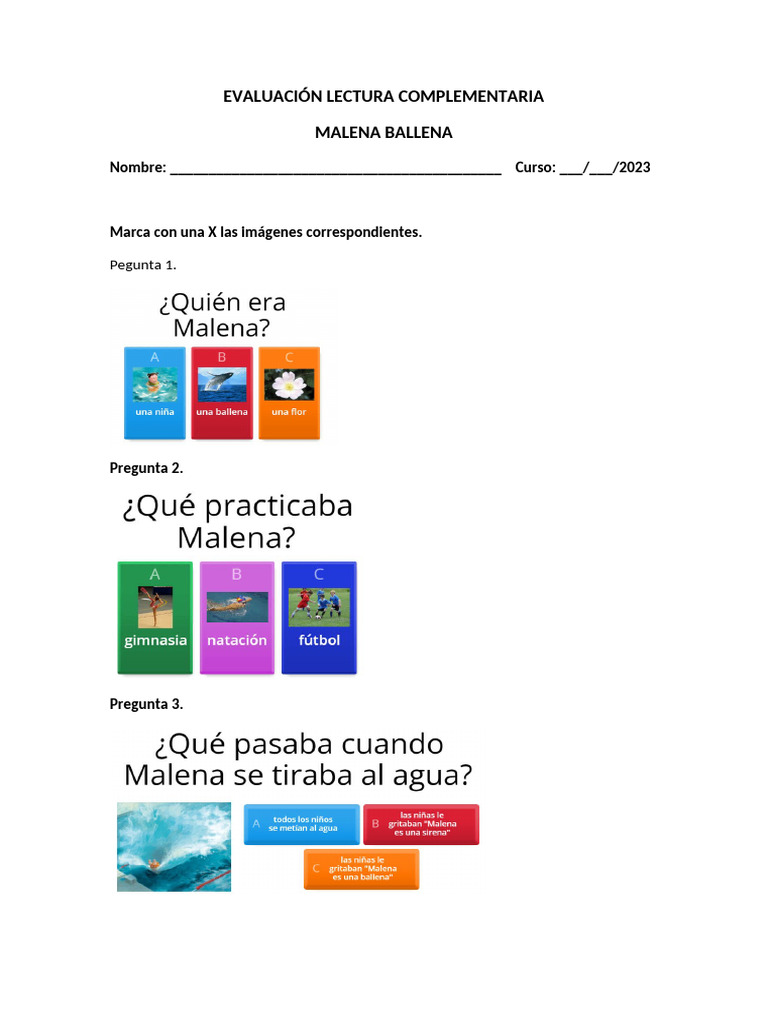 EVALUACIÓN LECTURA COMPLEMENTARIA 2° | PDF