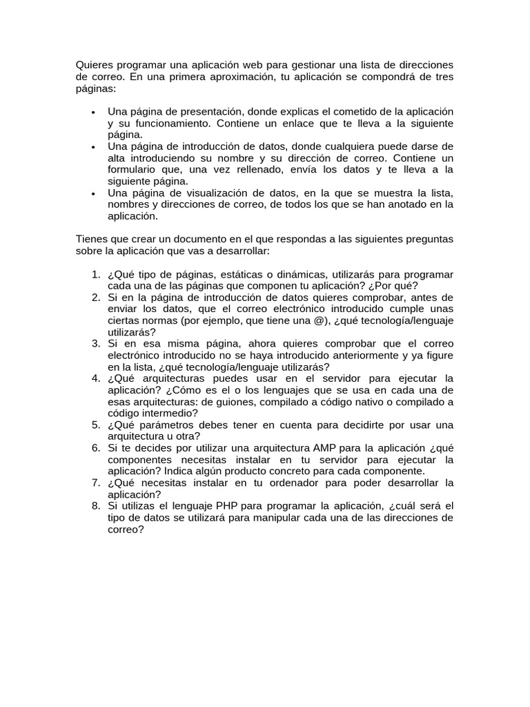 Quieres Programar Una Aplicación Web para Gestionar Una Lista de Direcciones de Correo | PDF
