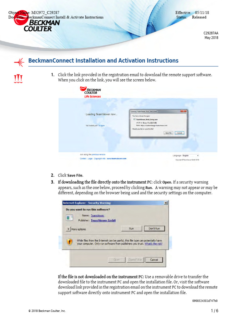 Service Product Instructions Beckman Connect Install | PDF