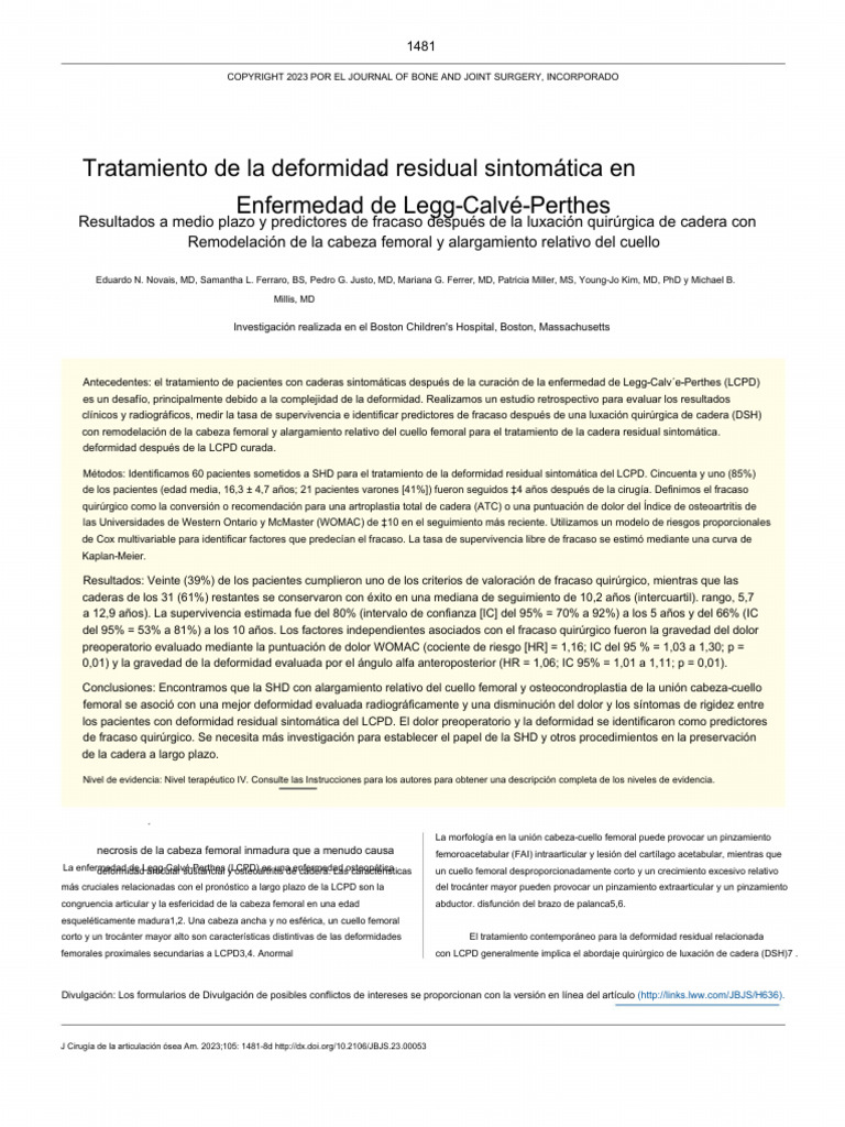 Treatment of Symptomatic Residual Deformity in Legg-CalvÃ©-Perthes ...