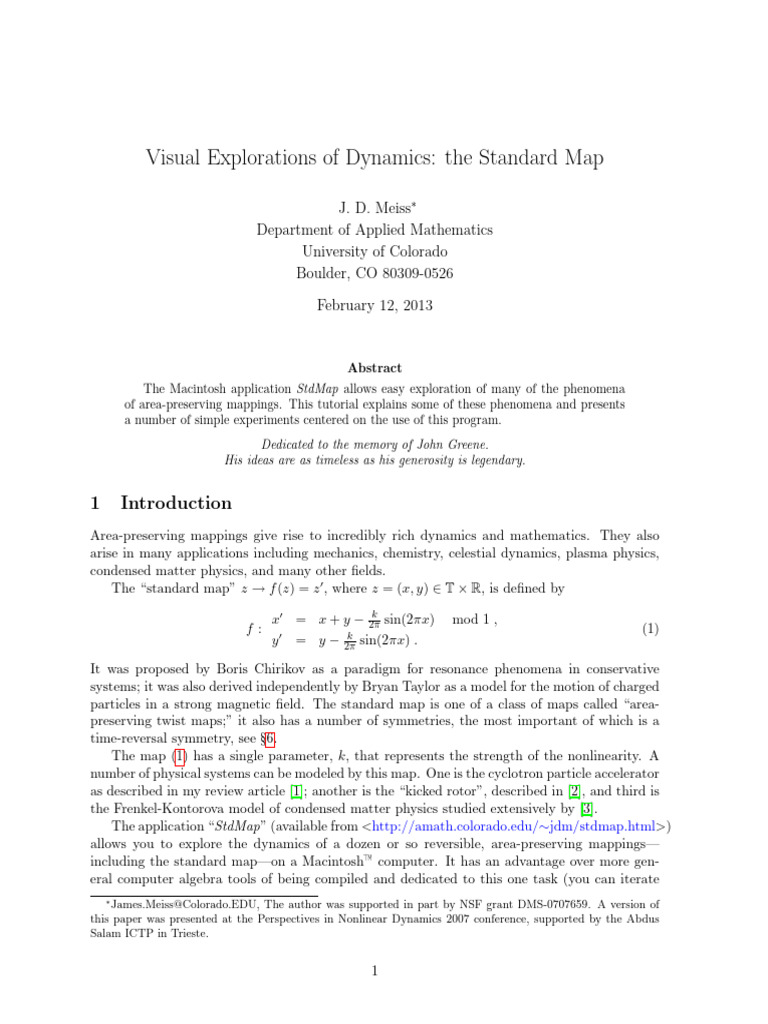 Visual Explorations of Dynamics: The Standard Map | PDF