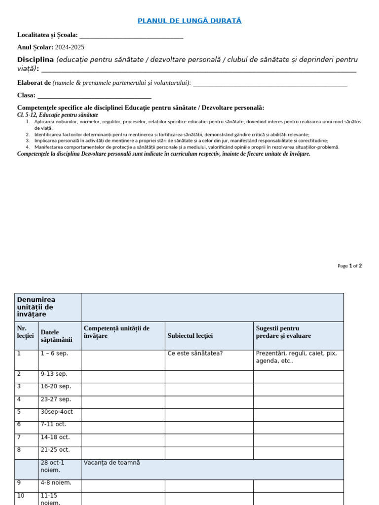 Club LTP Template - Rom - 2024-2025 | PDF
