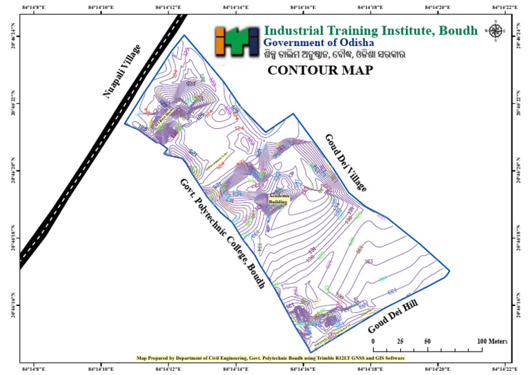 Contour Map: Industrial Training Institute, Boudh | PDF
