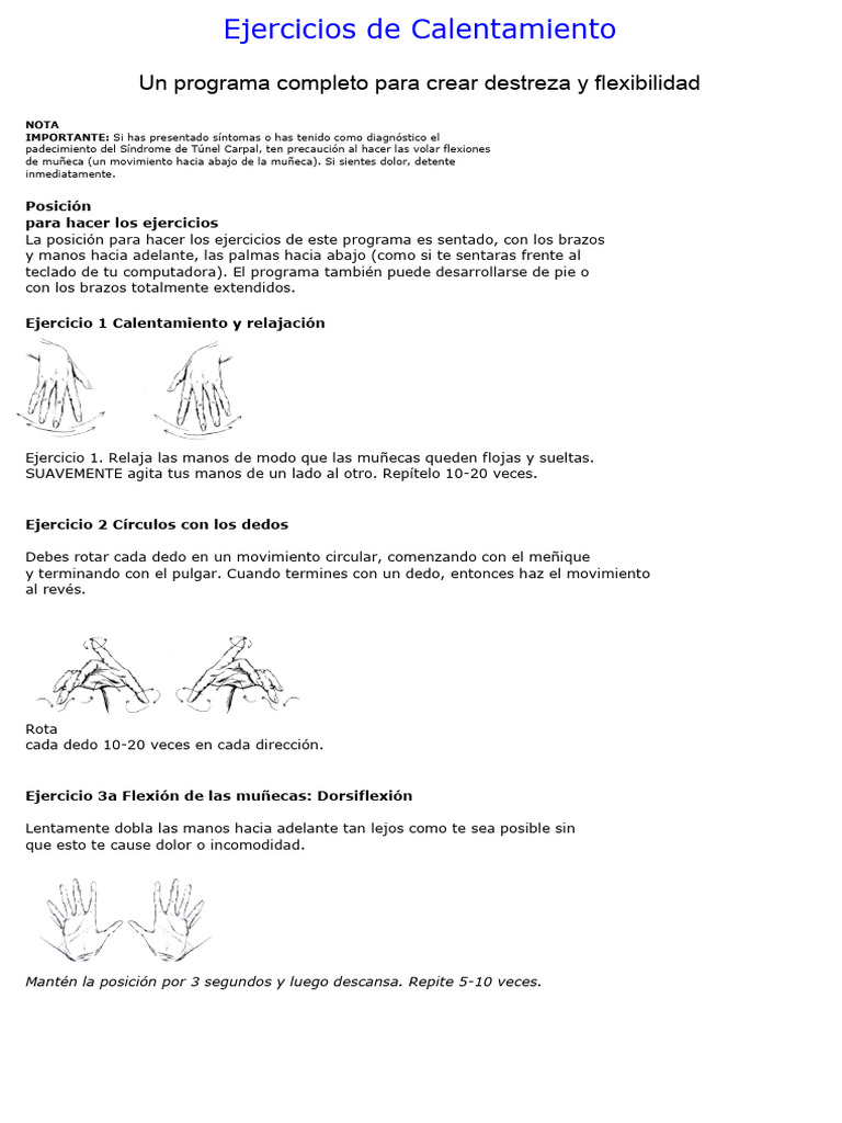 Ejercicios de Calentamiento | PDF