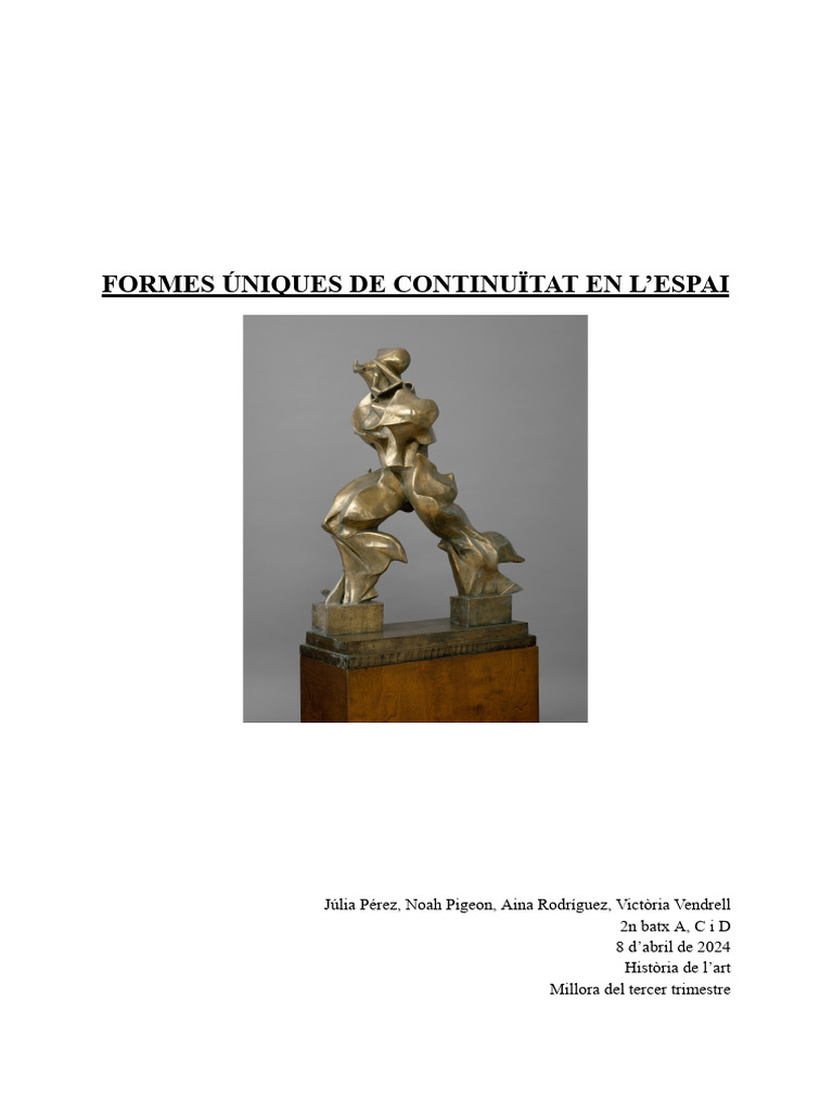 Boccioni Treball 23 24. Història de L'art 2n BATXILLERAT | PDF