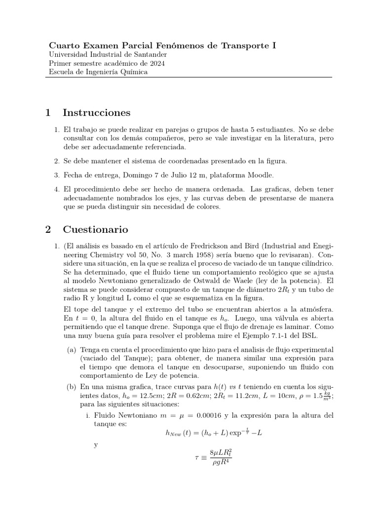 Achavesg Cuarto Examen Reologia II Sem 2023 | PDF Achavesg Cuarto Examen Reologia II Sem 2023 | PDF