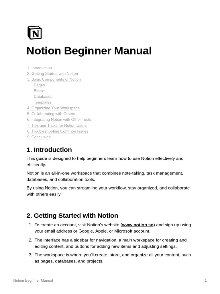 Notion Beginner Manual (PDF Version) | PDF