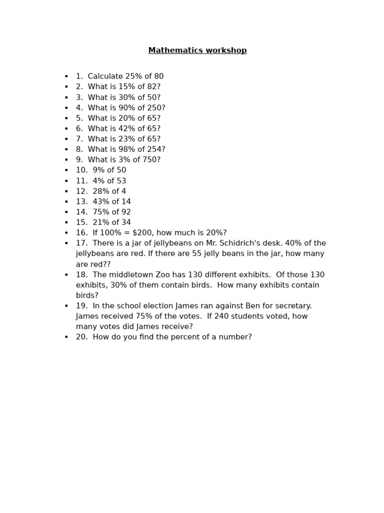 Mathematics Workshop | PDF