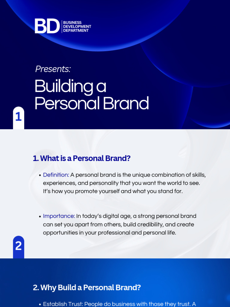 BD Presentation (Building A Personal Brand) | PDF