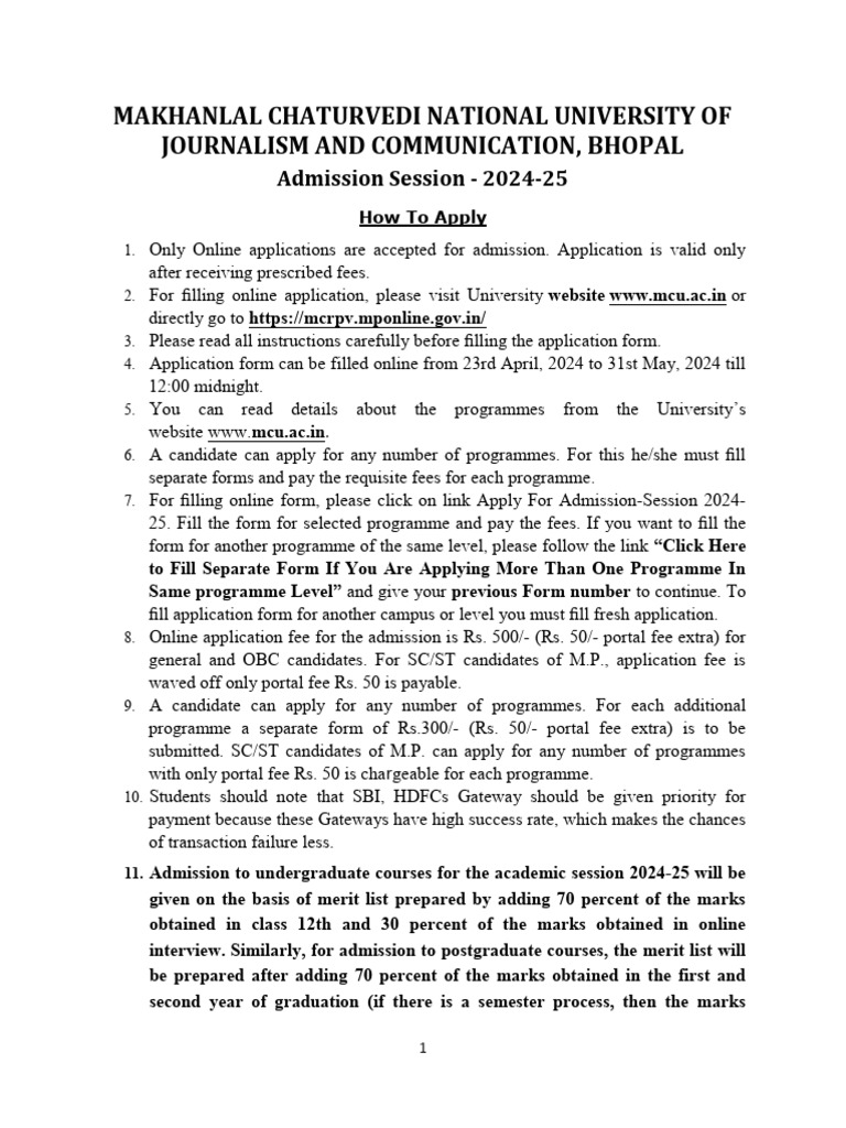 MCU-list of Course | PDF