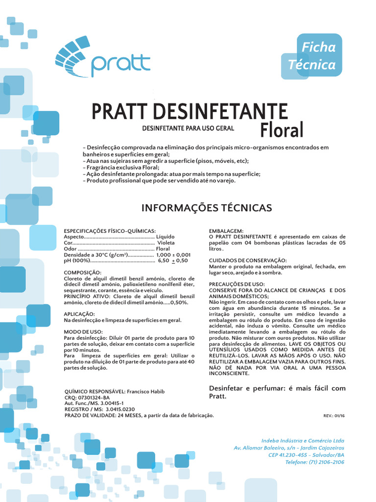 FT PRATT Desinfetante Floral FDS | PDF