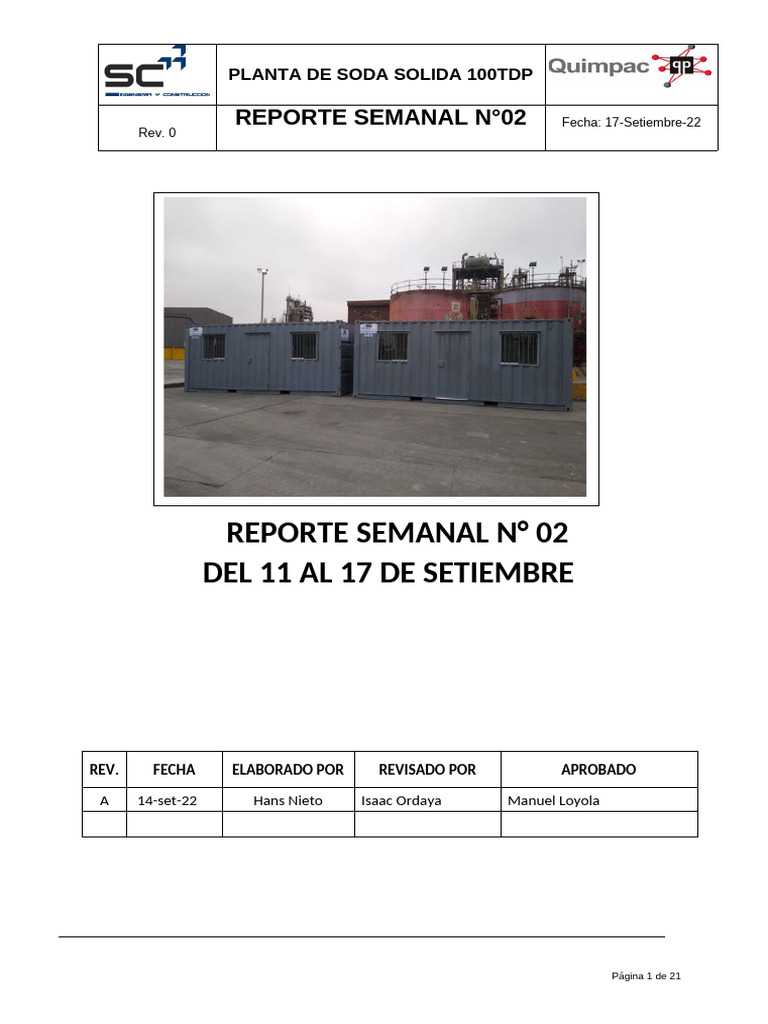 Reporte Semanal #02 - Del 11 Al 17 Setiembre | PDF