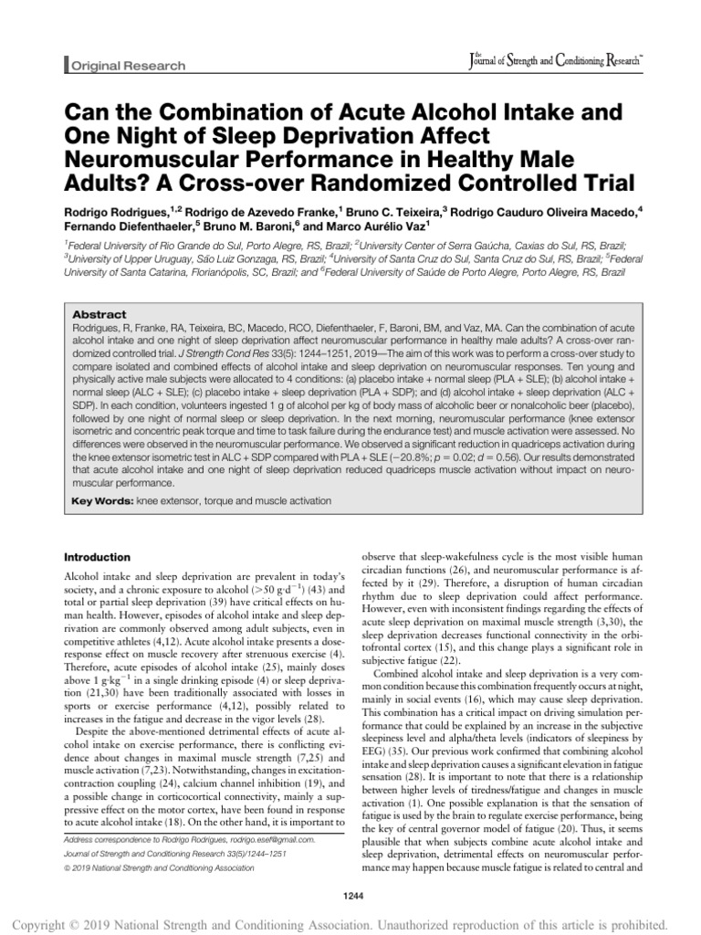 Can the Combination of Acute Alcohol Intake and | PDF