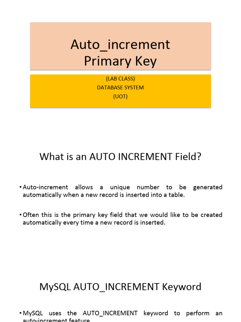 Auto - Increment (Primary-Key) | PDF