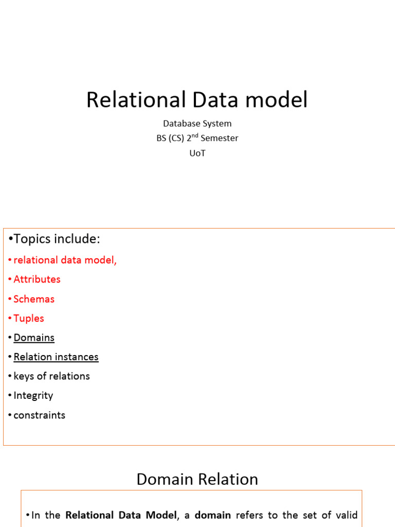 Domain Relation in Relational Data Model (KEYS) (UPDATED) | PDF