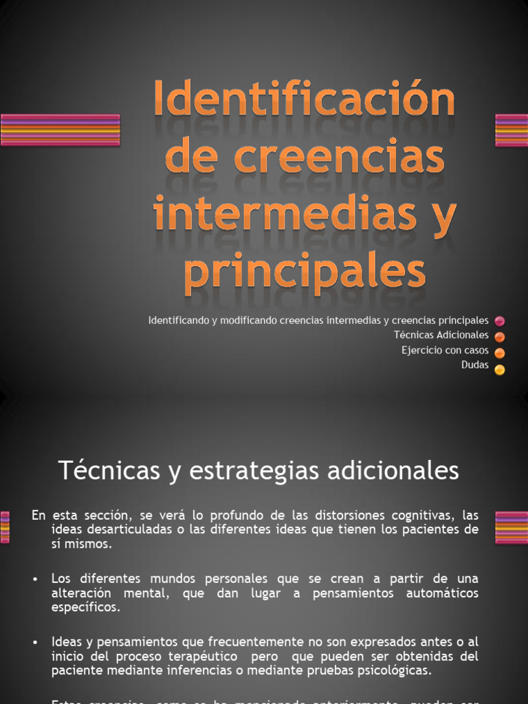 CUARTA PARTE. Identificación de Creencias Intermedias y Principales | PDF