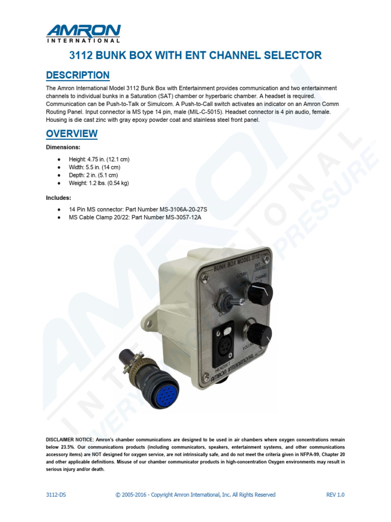 3112 Bunk Box With Ent Channel Selector Data Sheet | PDF | Computers | Technology & Engineering
