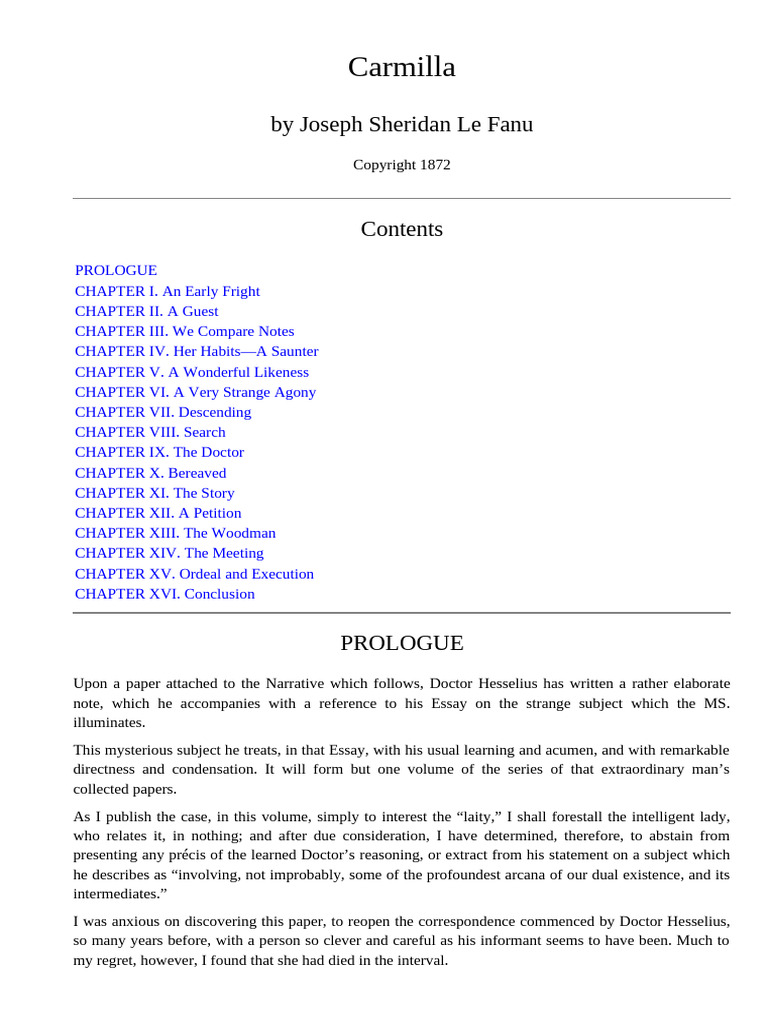 Carmilla, by Joseph Sheridan Le Fanu | PDF