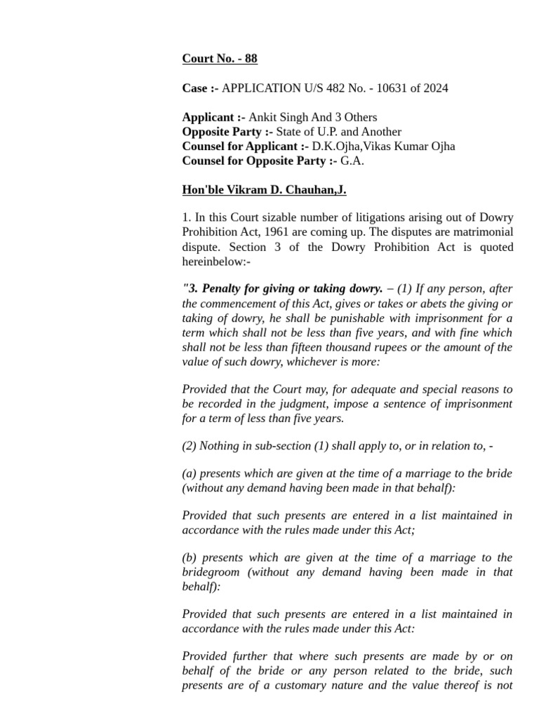 Both Bride Groom Must Maintain List of Gifts Exchanged During Marriage ...