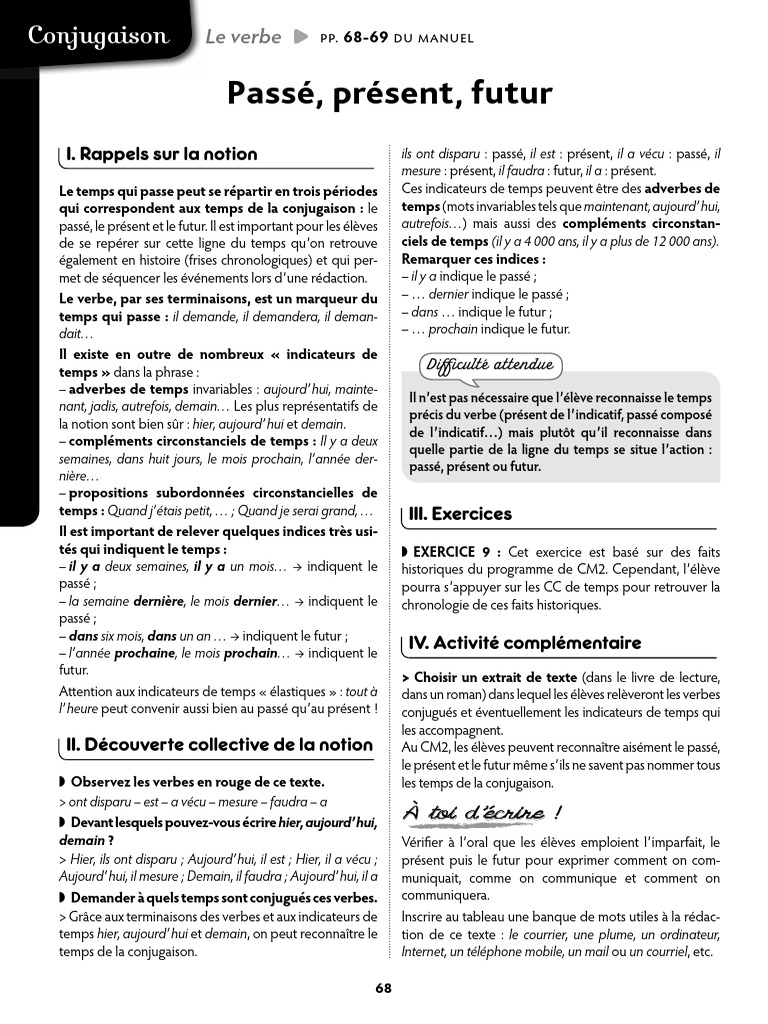 Outils Pour Le Français CM2-Conjugaison-Corrections | PDF