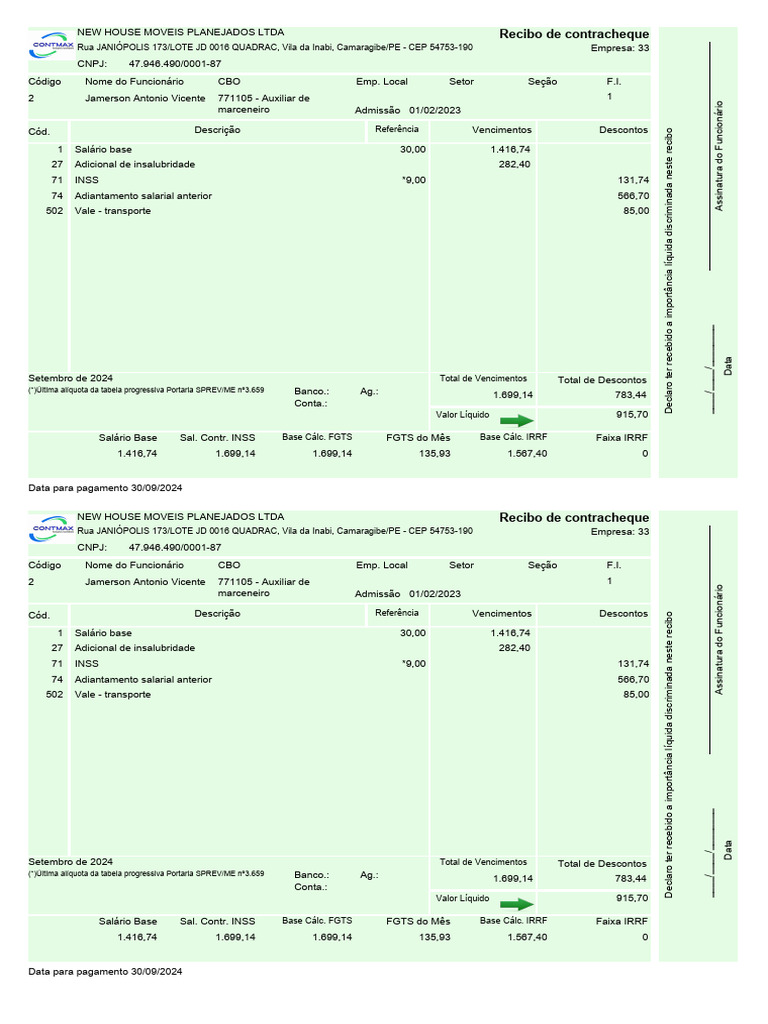 Recibo de Contracheque | PDF