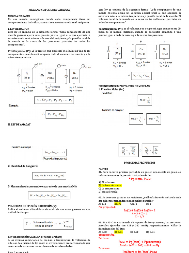 ASM-SEMANA 19 (MEZCLA DE GASES) Solucionario | PDF