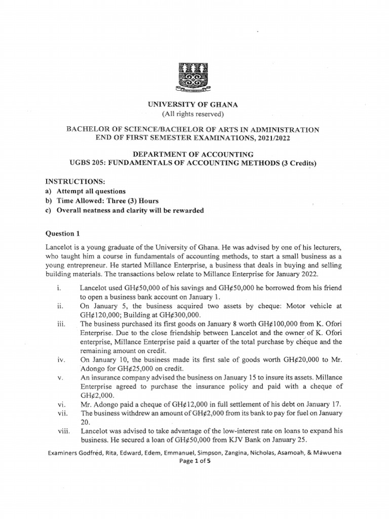 Accounting Past Questions | PDF