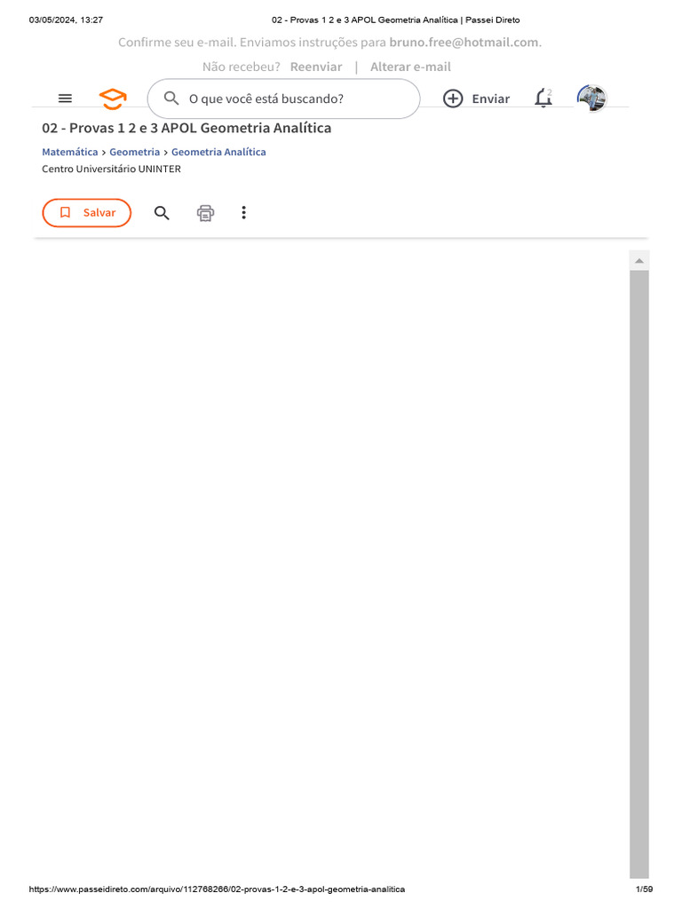 02 - Provas 1 2 e 3 APOL Geometria Analítica _ Passei Direto | PDF