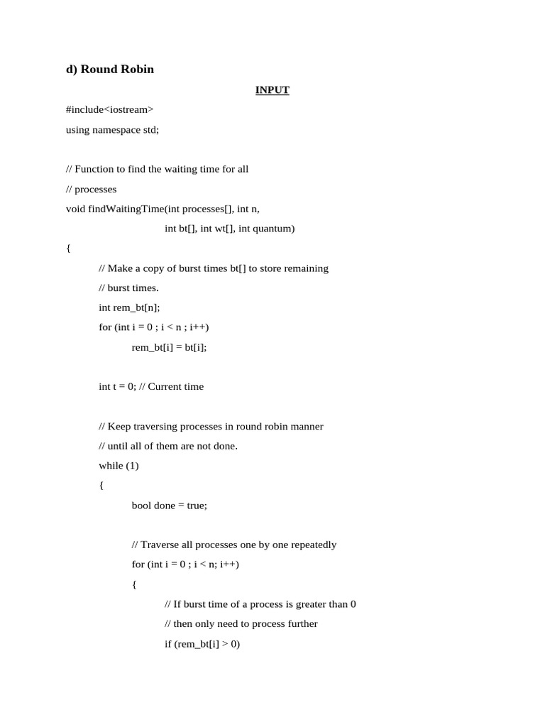 D) Round Robin | PDF | Computer Programming | Teaching Methods & Materials